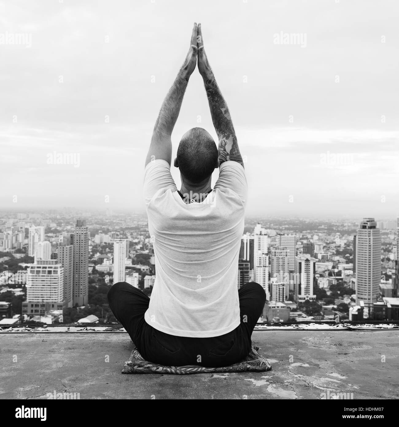 Man Practice Yoga Rooftop Concept Stock Photo - Alamy