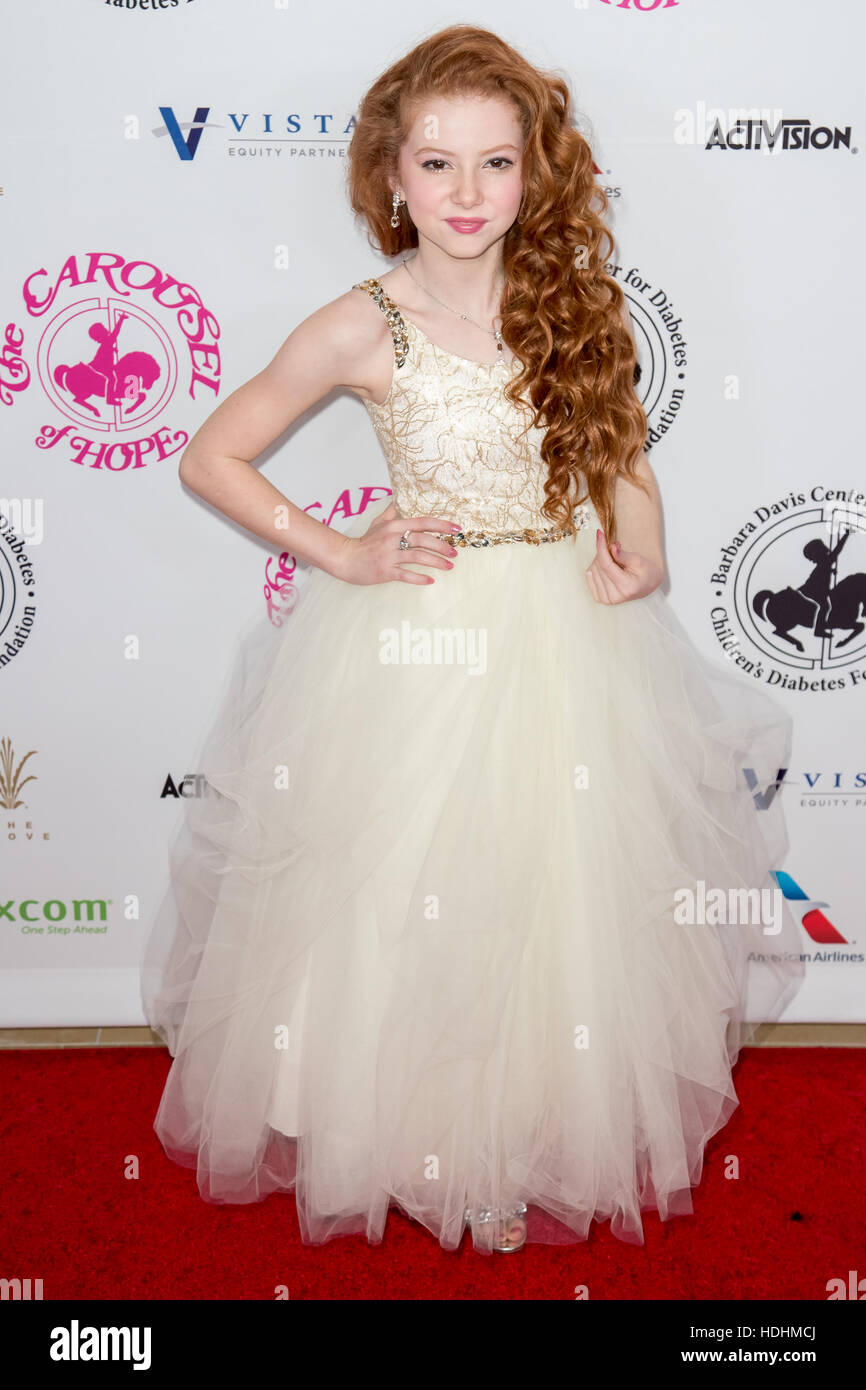 Francesca Capaldi attending the 2016 Carousel of Hope Ball, held at the ...