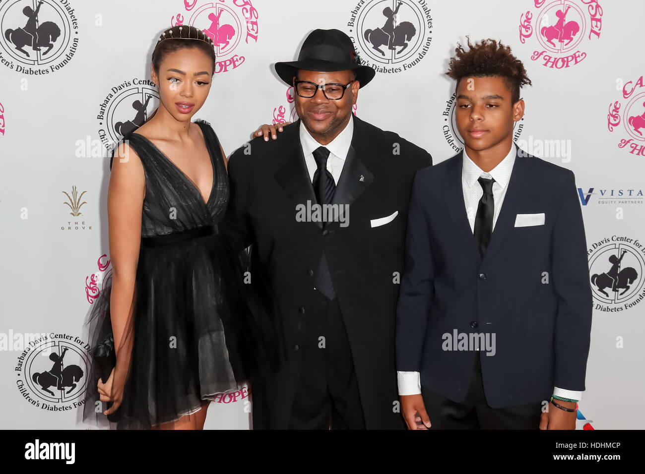 Bella Harris, Max Harris and Jimmy Jam attending the 2016 Carousel of ...