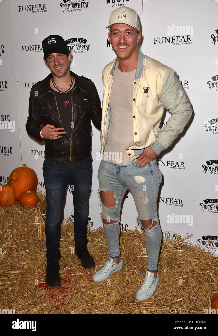 Luke White and guest attending the VIP and press night of Shocktober ...