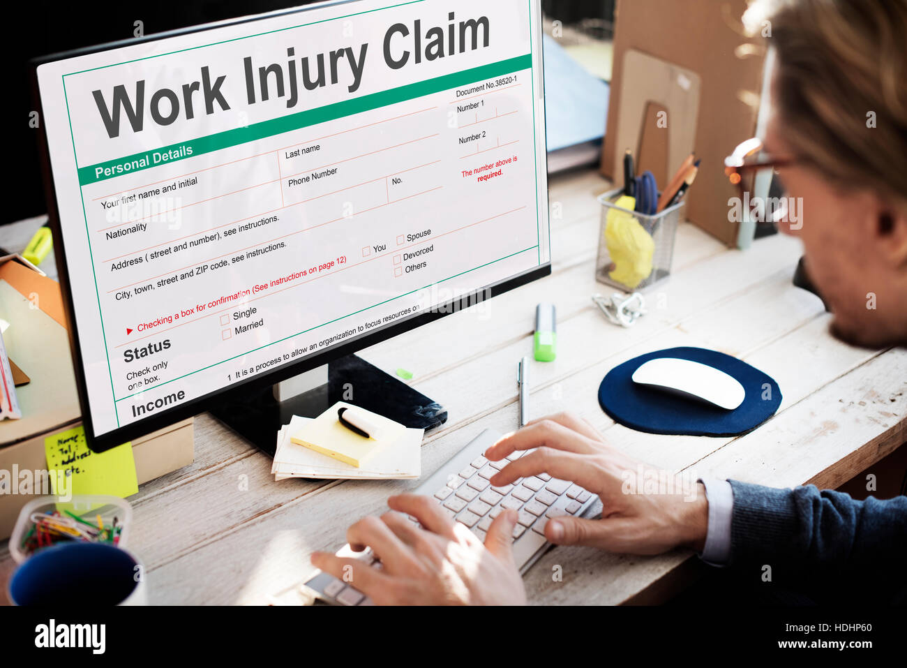 Work Injury Compensation Claim Form Concept Stock Photo - Alamy