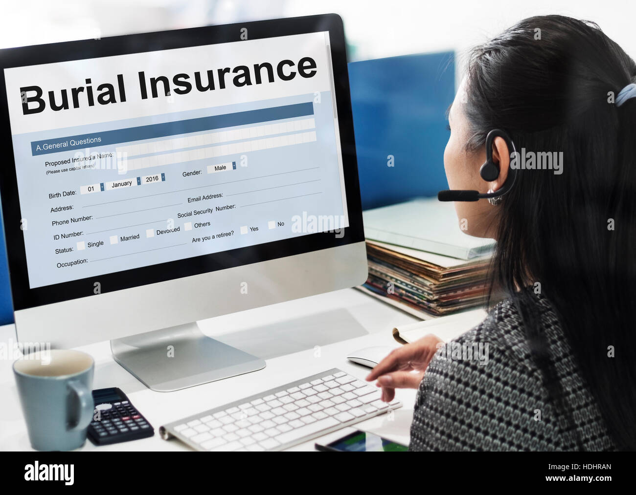 Burial Insurance Form Policy Concept Stock Photo - Alamy