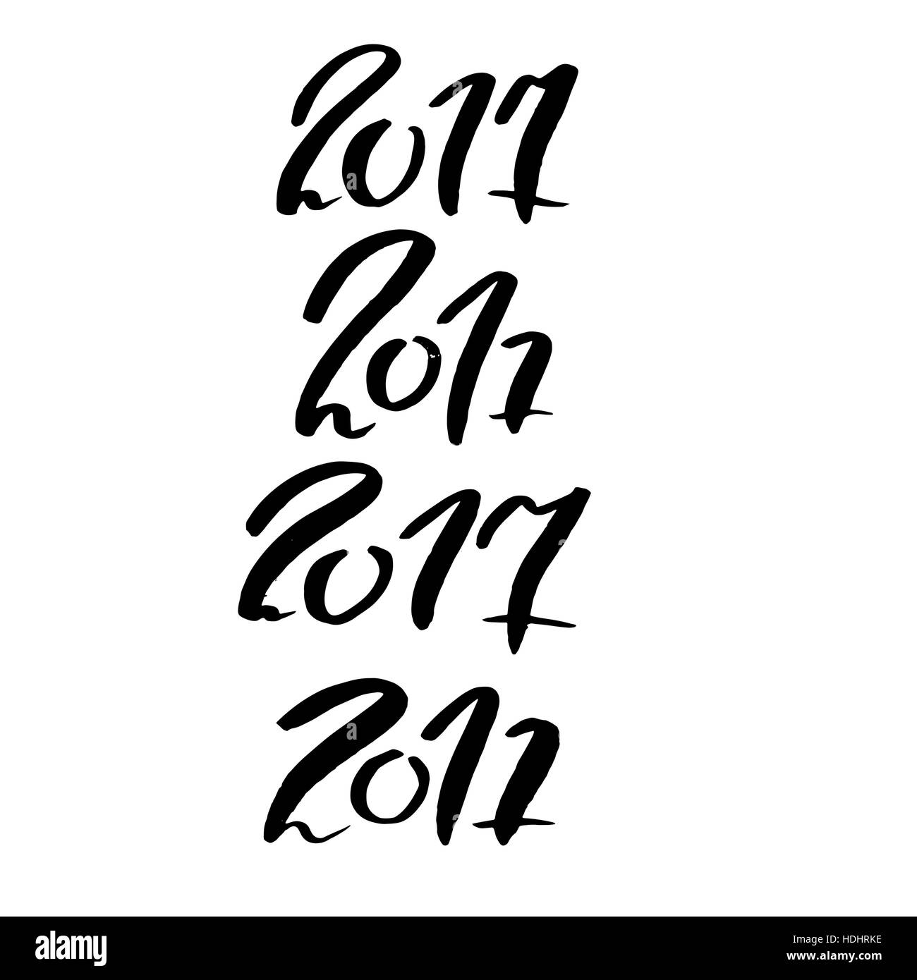 Hand drawn lettering greeting card with calligraphy for 2017 Happy New ...