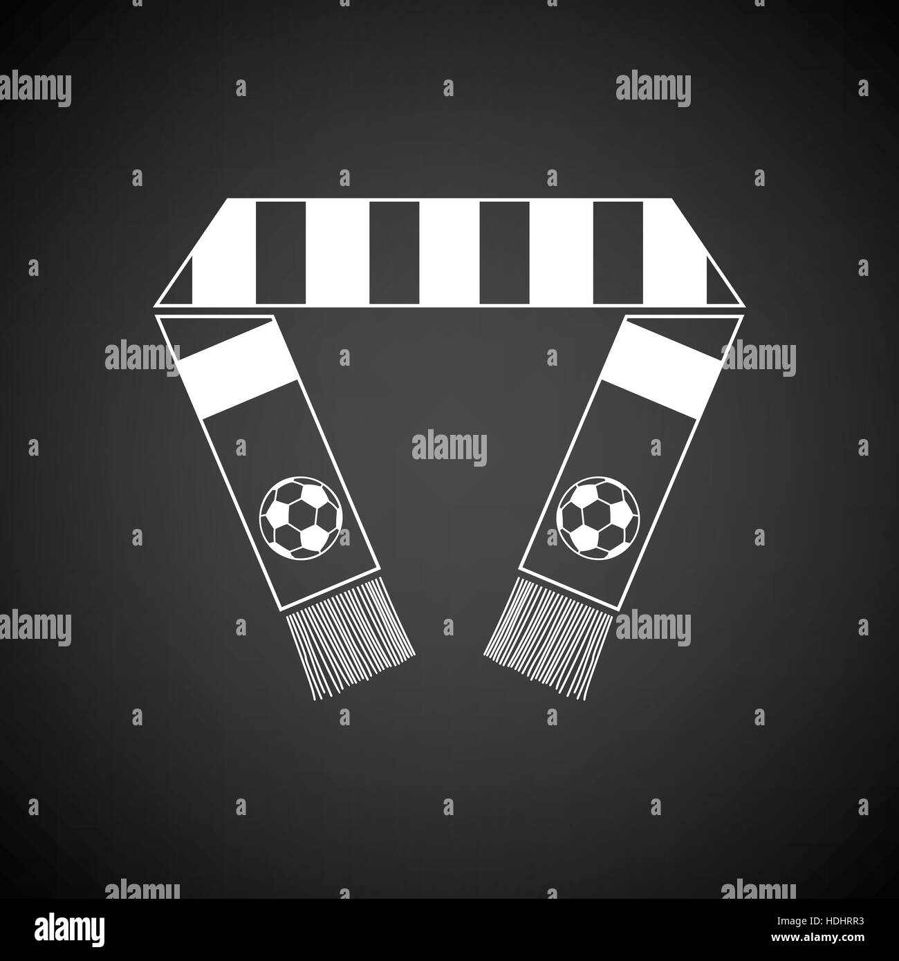Football fans scarf icon. Black background with white. Vector ...