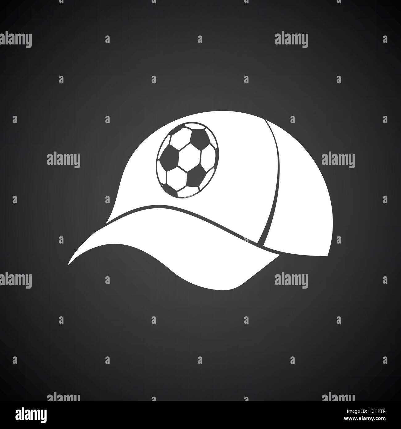 Football fans cap icon. Black background with white. Vector ...