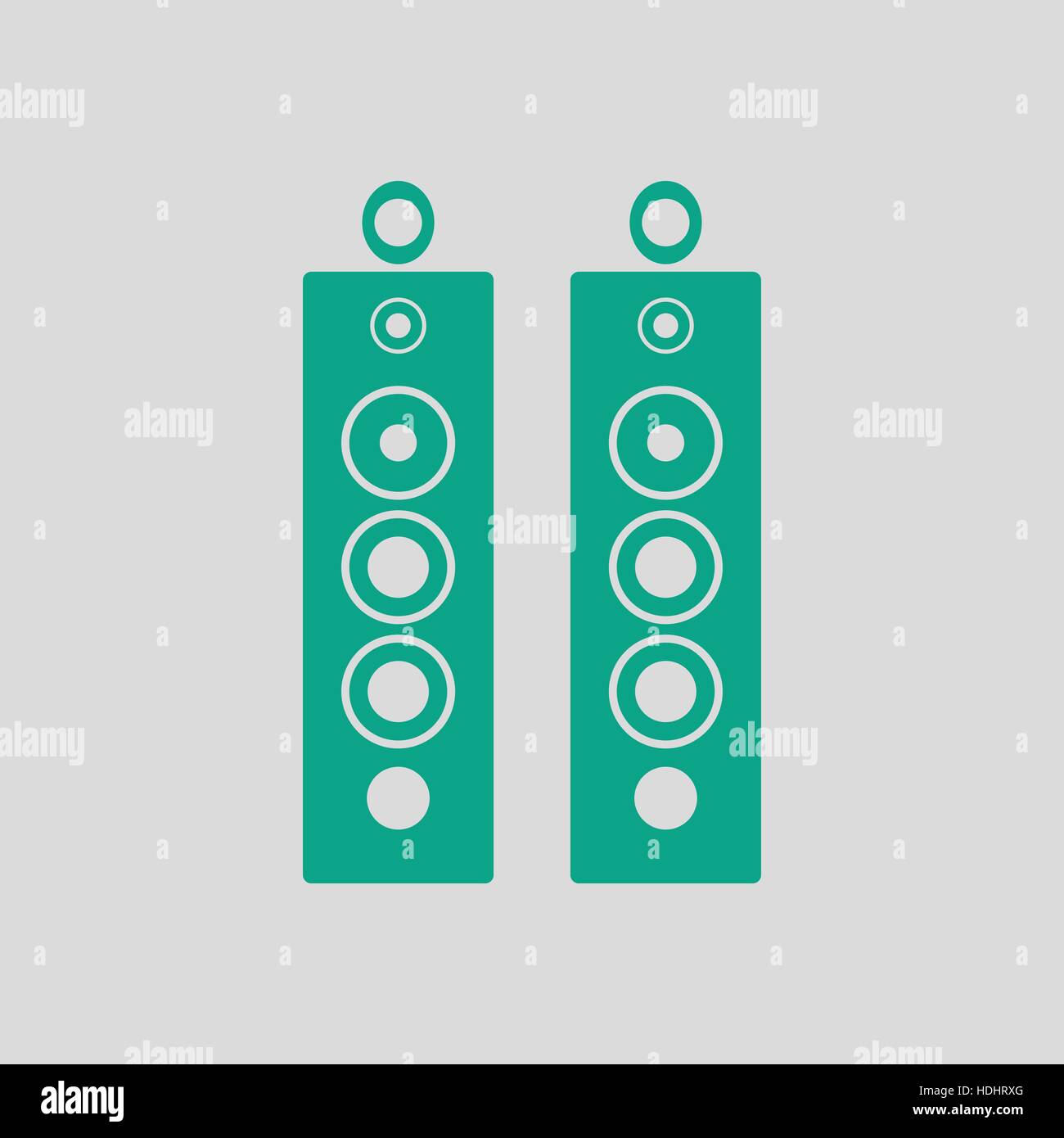 Audio system speakers icon. Gray background with green. Vector ...
