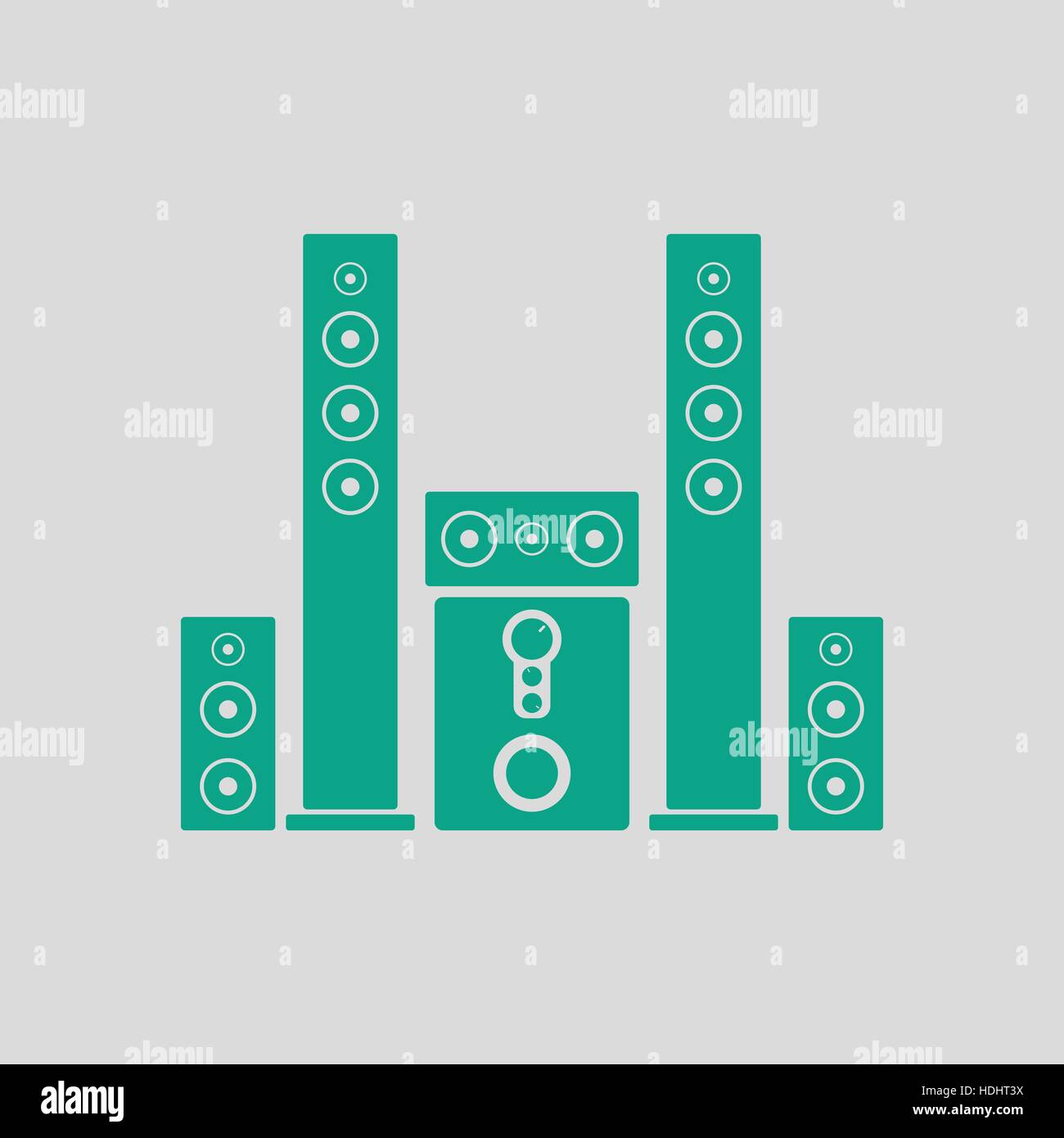 Audio system speakers icon. Gray background with green. Vector ...