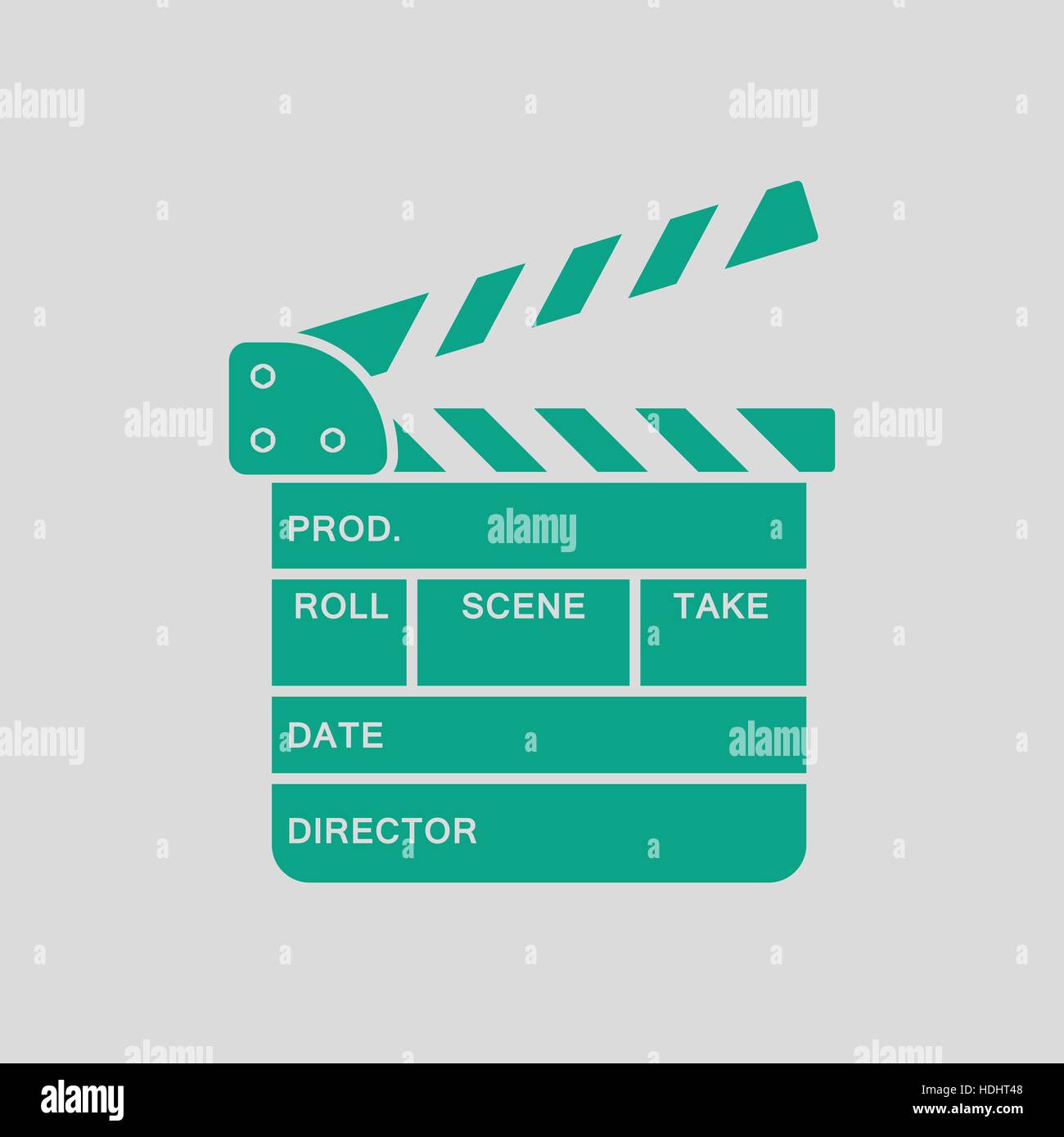 Clapperboard icon. Gray background with green. Vector illustration ...