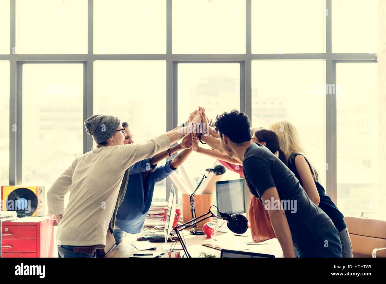 Teamwork Power Successful Meeting Workplace Concept Stock Photo - Alamy