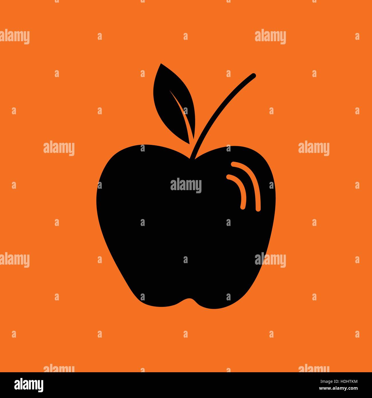 Apple icon. Orange background with black. Vector illustration Stock ...