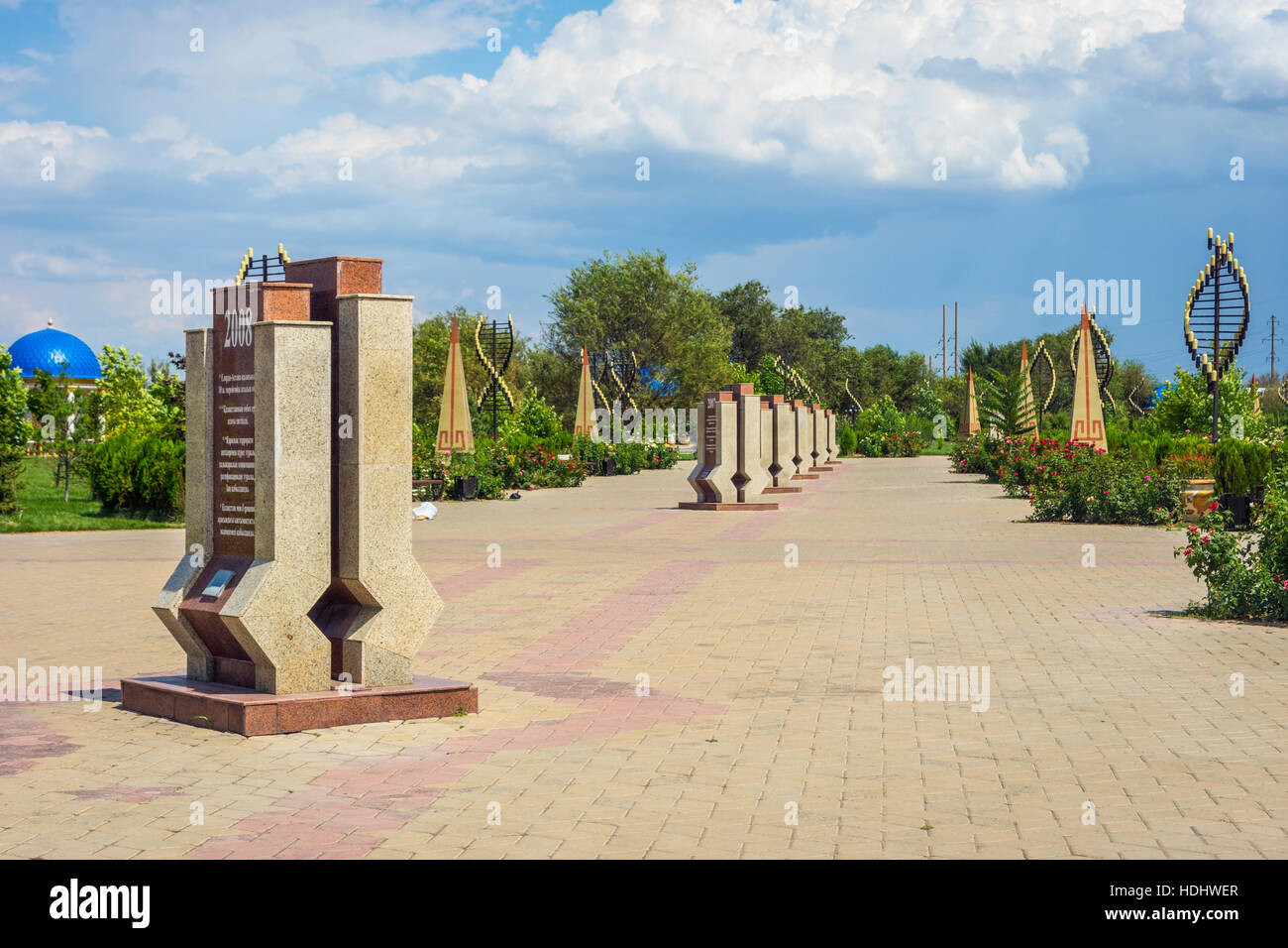 View over Shymkent independence park monument statue, Kazakhstan Stock ...
