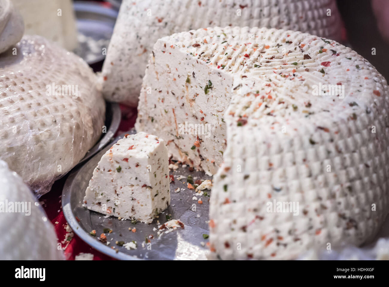pieces of cheese with spices Stock Photo - Alamy