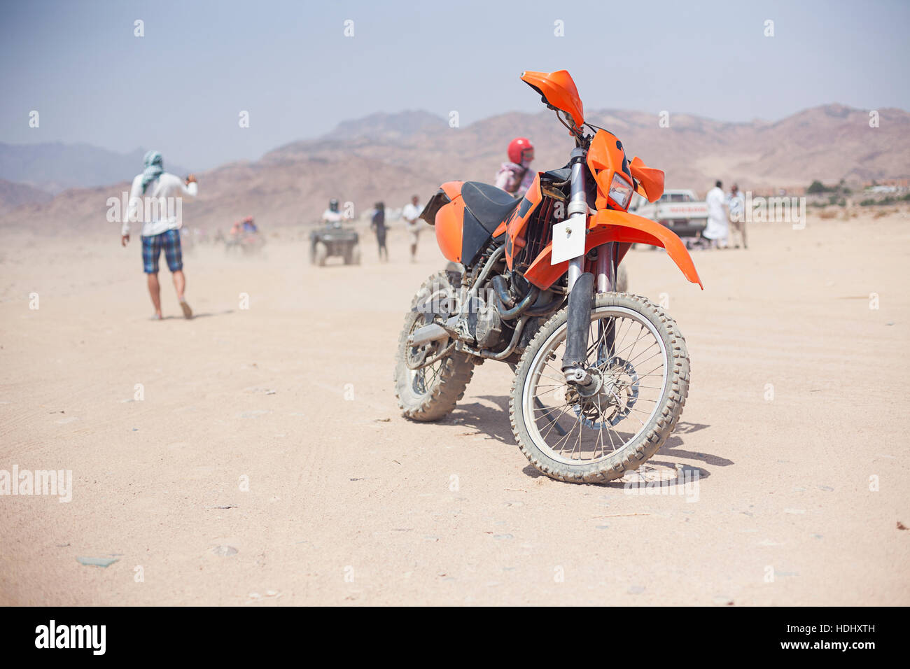Trip safari with motorcycle in desert Stock Photo - Alamy