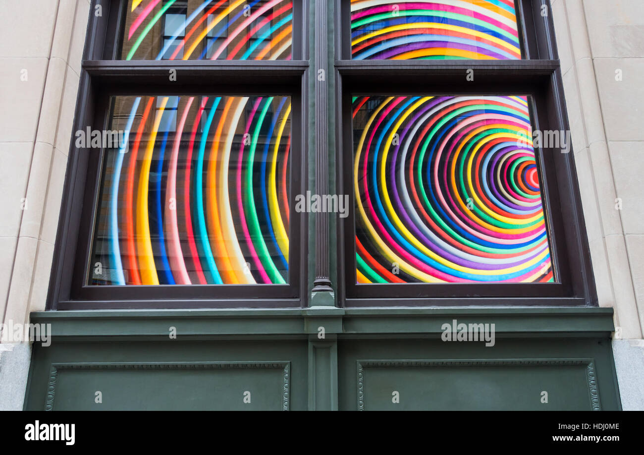 Psychedelic display seeing through window in a store in Soho in New ...