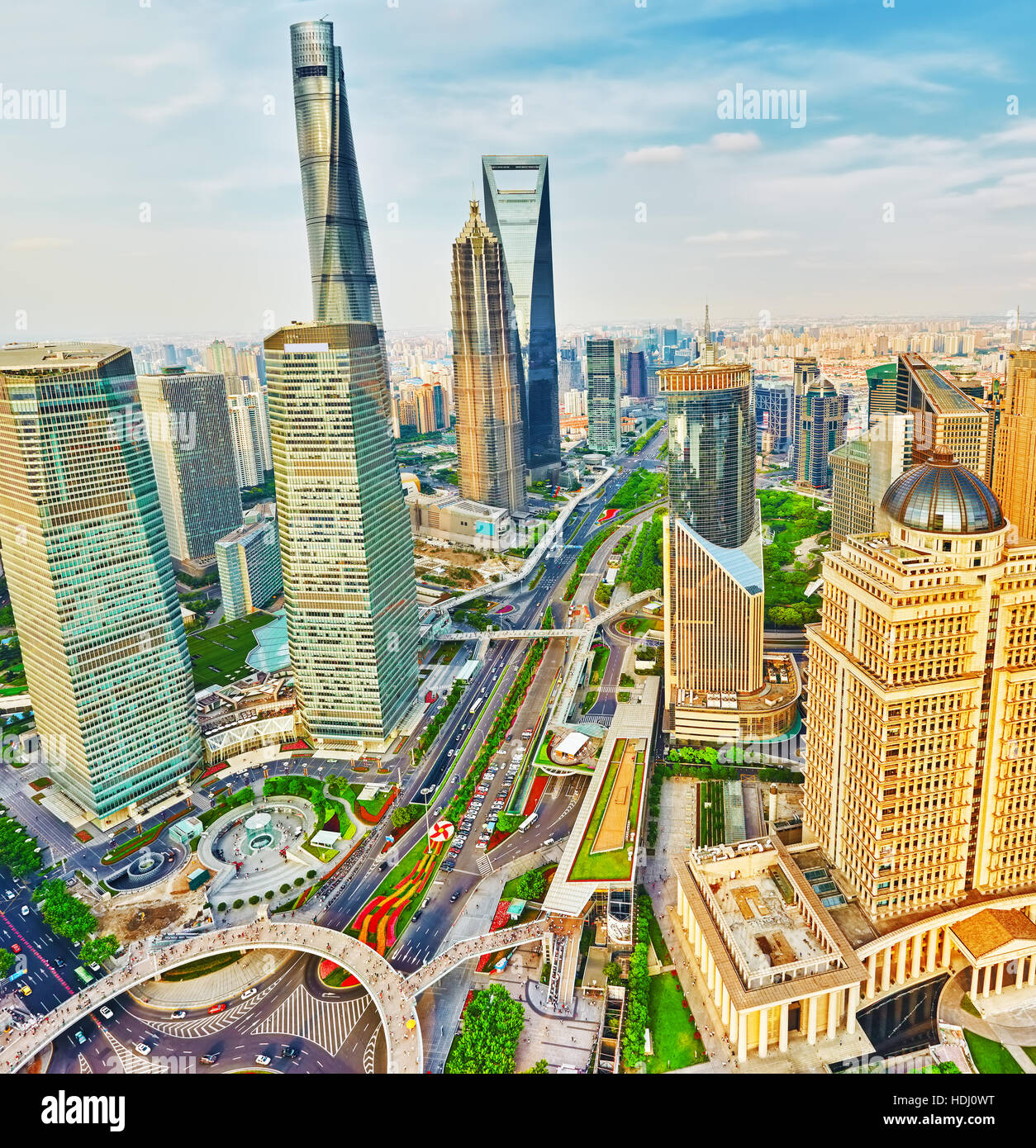 Beautiful and office skyscrapers, city building of Pudong, Shanghai ...