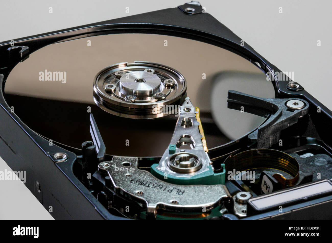 Computer hard disc opened macro detail Stock Photo - Alamy