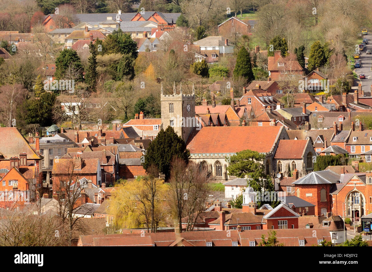 Rooftop view across the market town of Marlborough, Wiltshire Stock ...