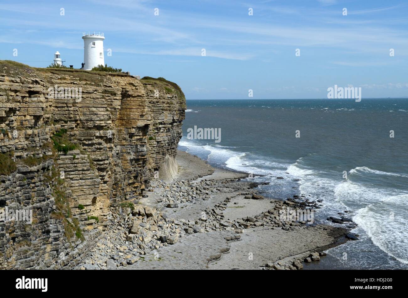 Nash Point Lighthouse Glamorgan Heritage Coast Wales Stock Photo - Alamy