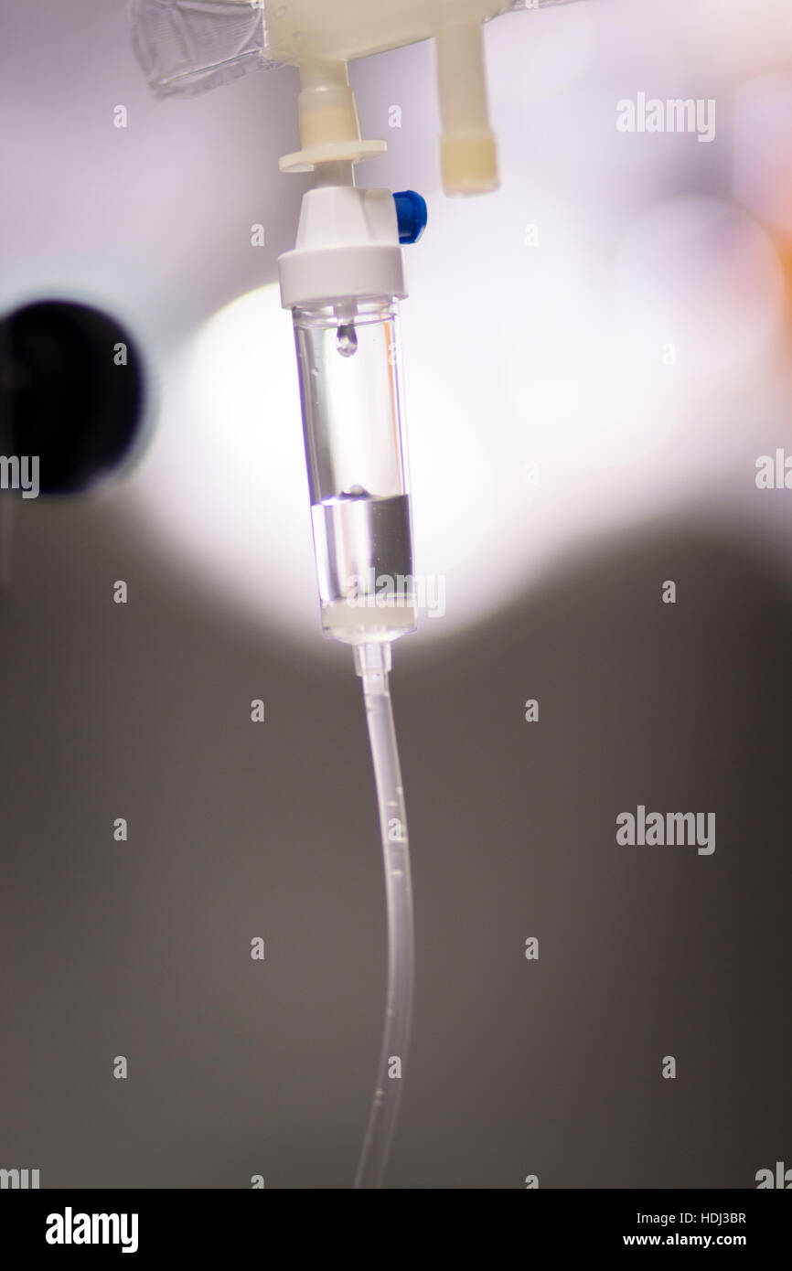 Medical intravenous IV drip in hospital used to replace liquids in ...