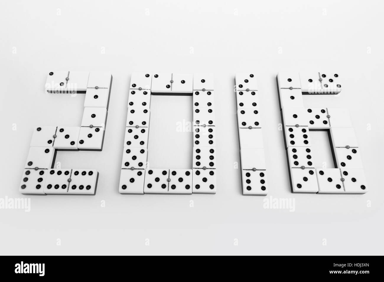 Year 2016 in domino pieces over a white background. Horizontal Stock ...