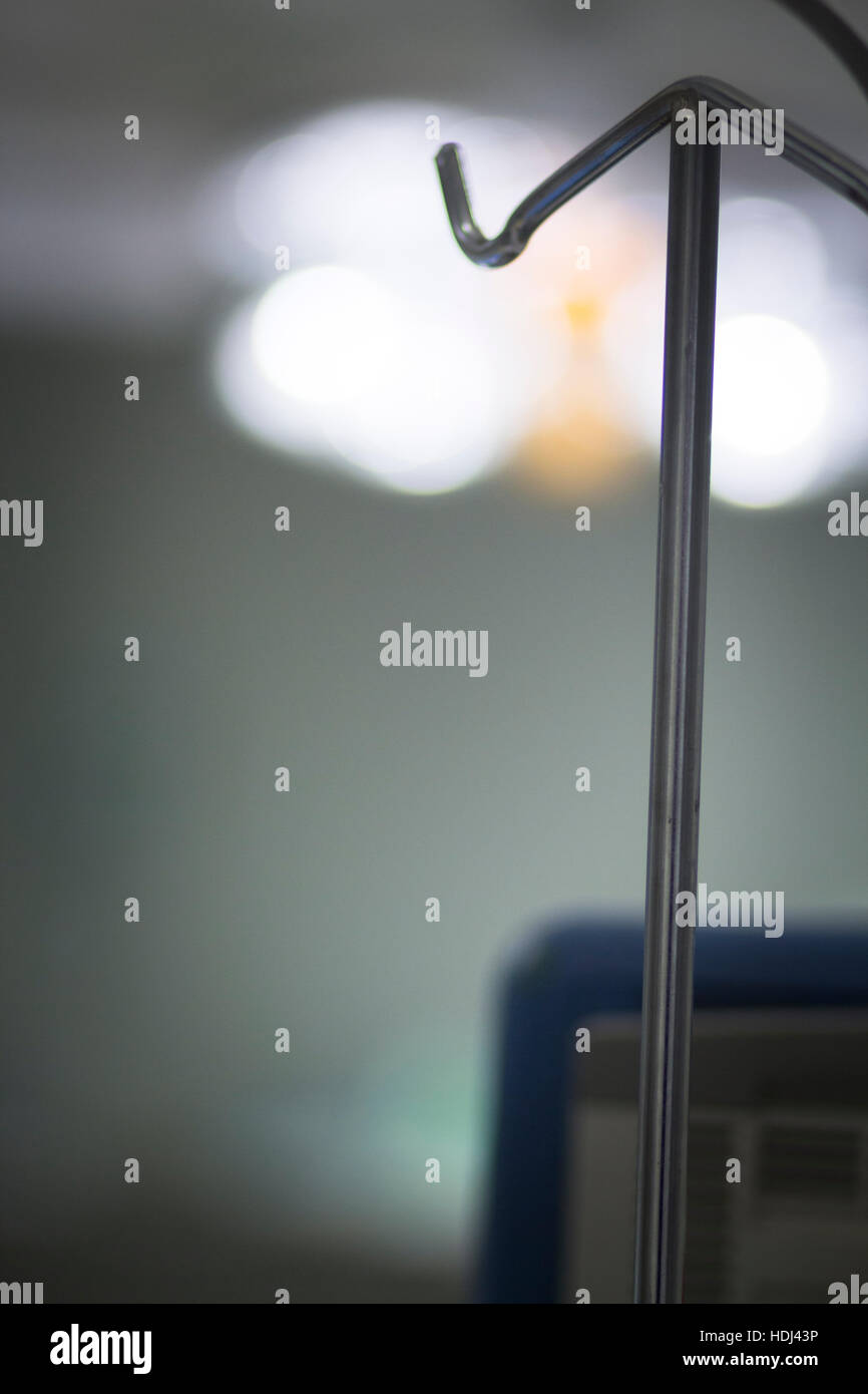 Medical intravenous IV drip stand in hospital used to replace liquids ...