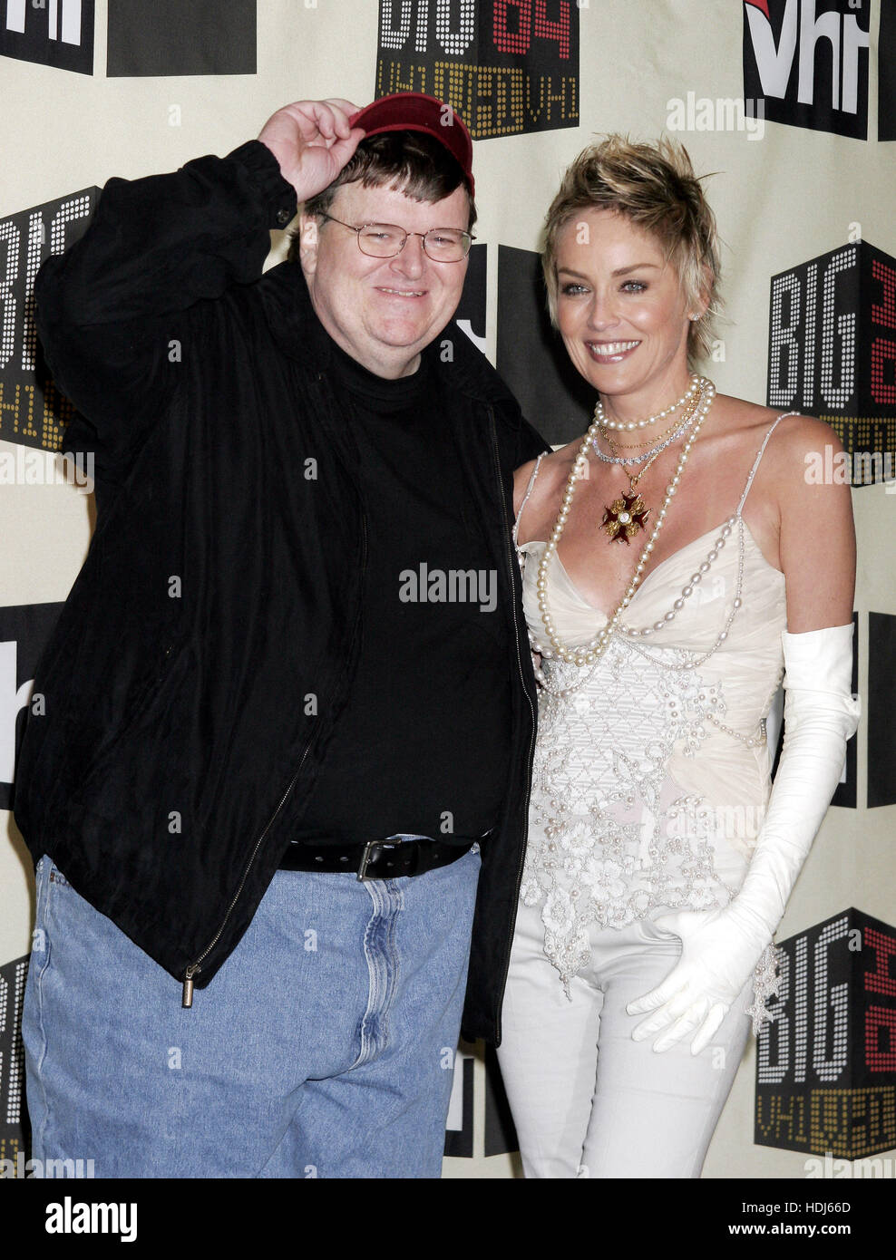 Michael Moore and Sharon Stone at VH-1's Big in 2004 award show on ...