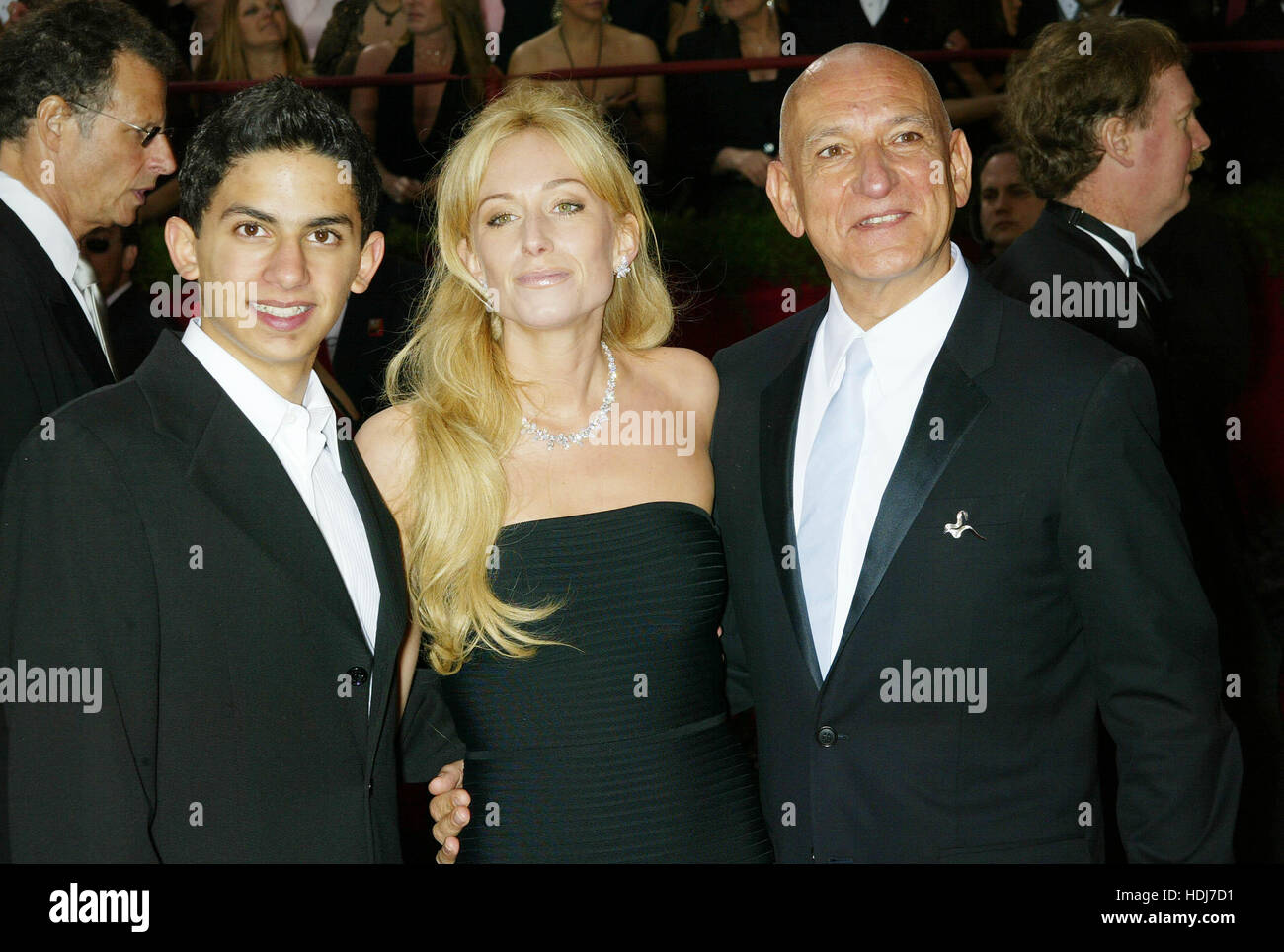 Ben Kingsley (R) arrives with Lady Alexandra Christmann (C) and his son ...