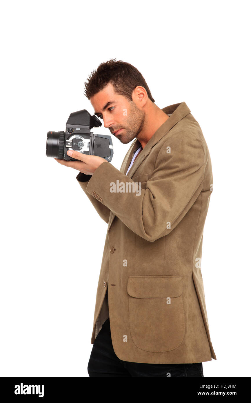 photographer takes a picture with medium format camera Stock Photo - Alamy