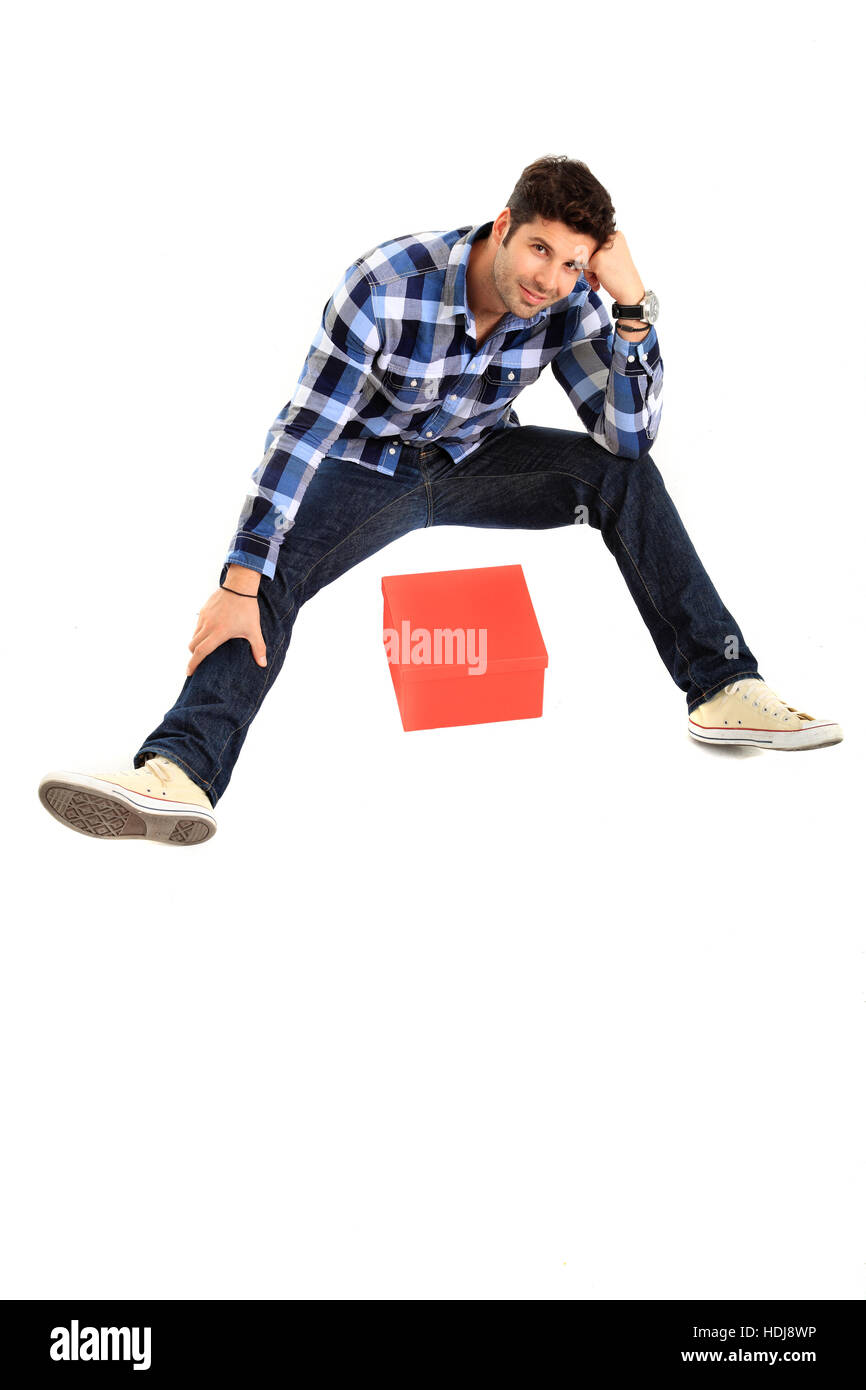 Man red box looking Cut Out Stock Images & Pictures - Alamy