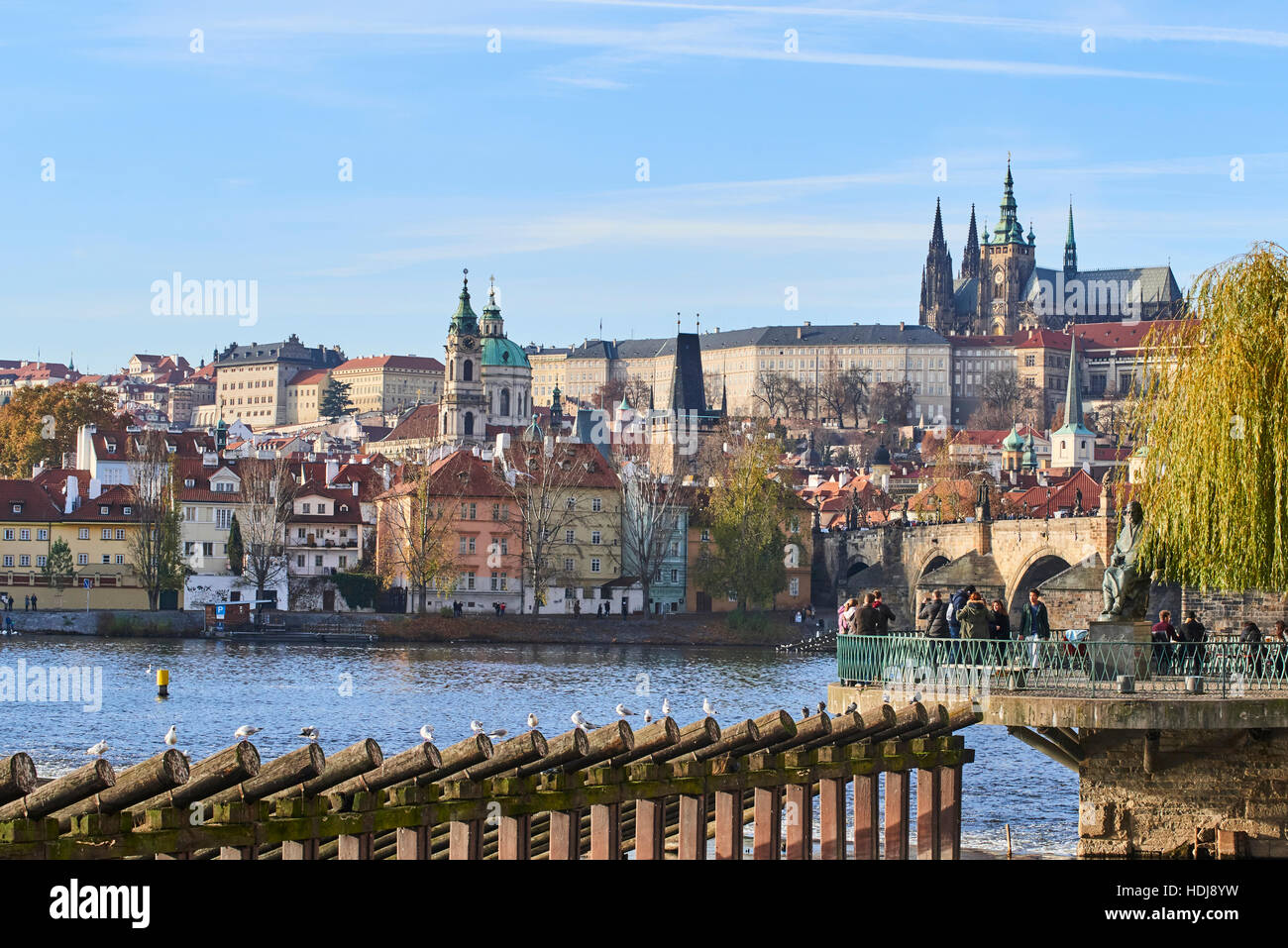 Prague castle and Charles bridge, Prague (UNESCO), Czech republic Stock ...