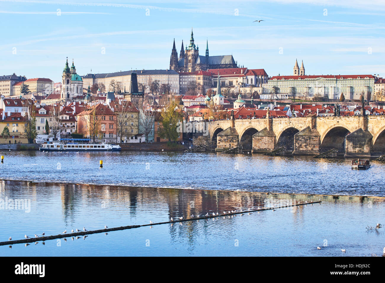 Prague castle and Charles bridge, Prague (UNESCO), Czech republic Stock ...