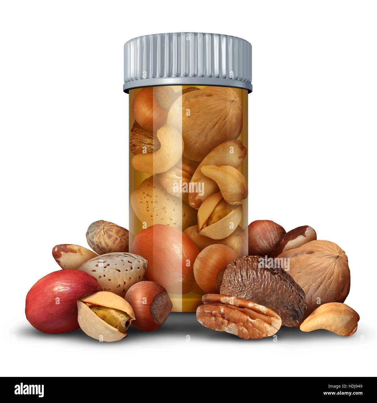 Nuts medicine concept and the health benefits of eating a nut as a ...