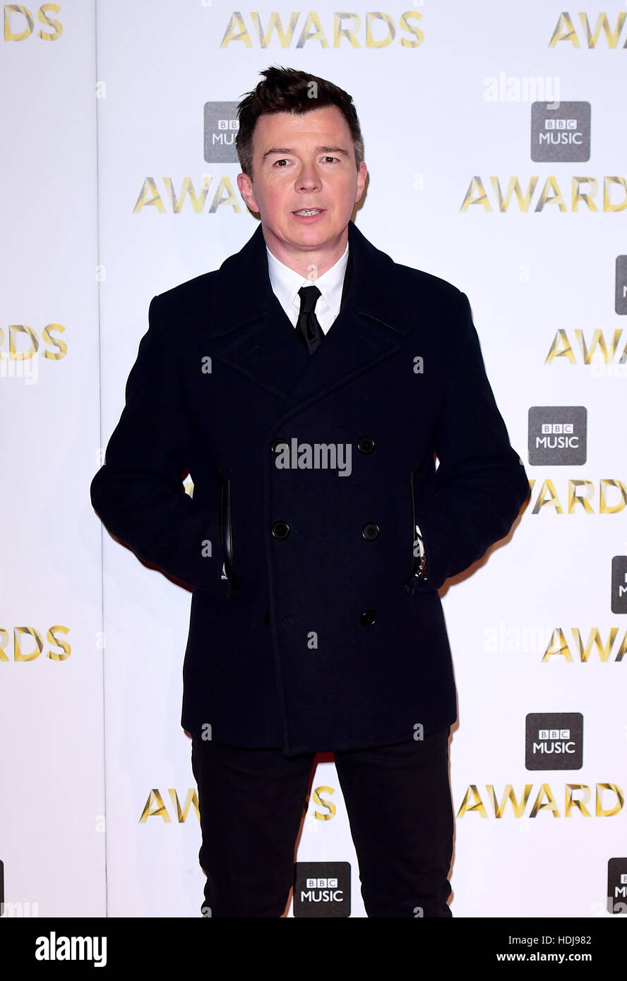 Rick Astley Attending Bbc Music Awards Royal Victoria Dock Hi Res Stock