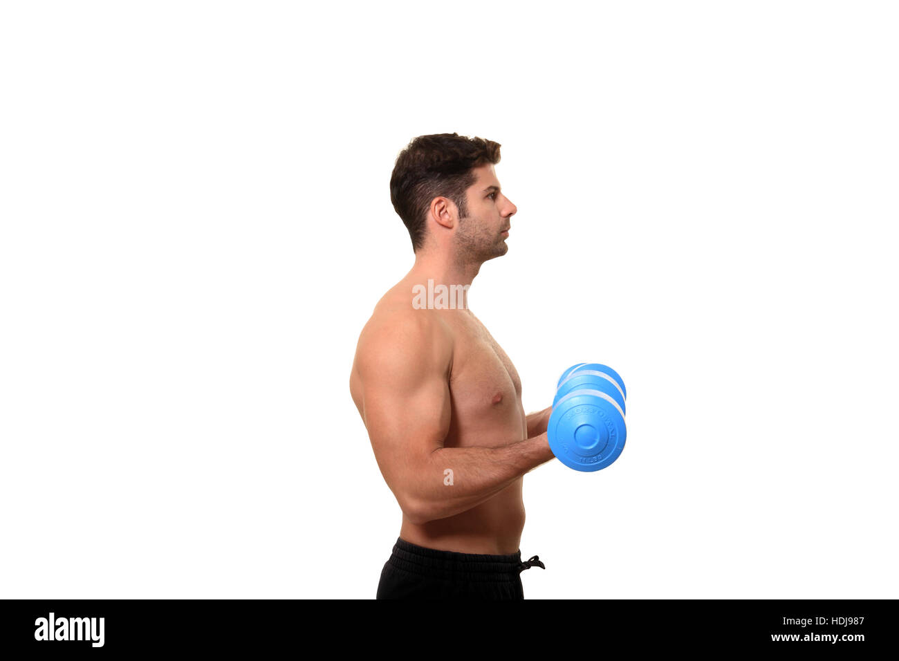 fitness instructor showing exercise isolated on a white background ...