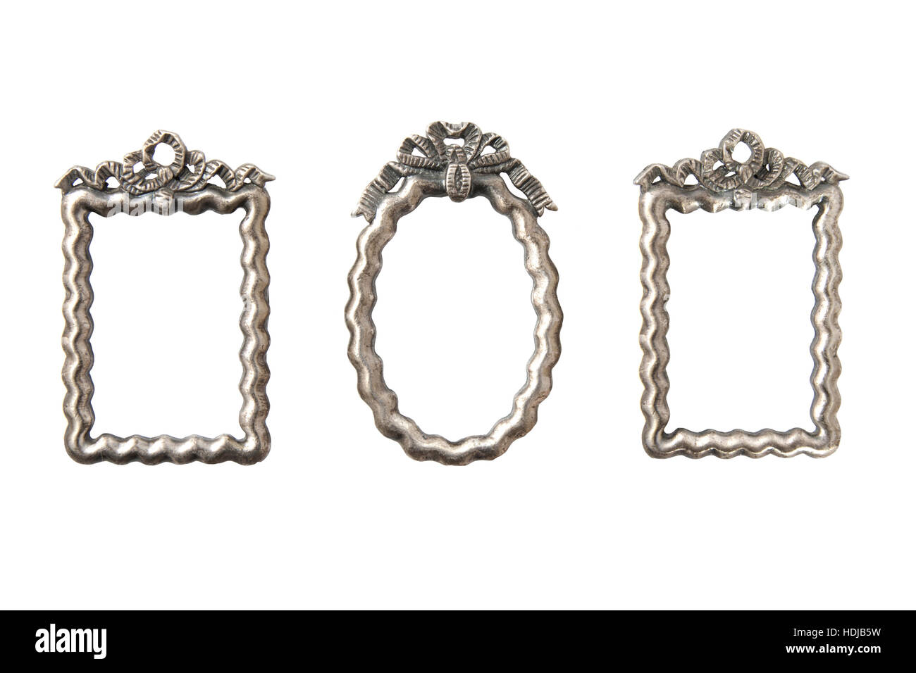 Three vintage picture frames in a row isolated over white Stock Photo ...