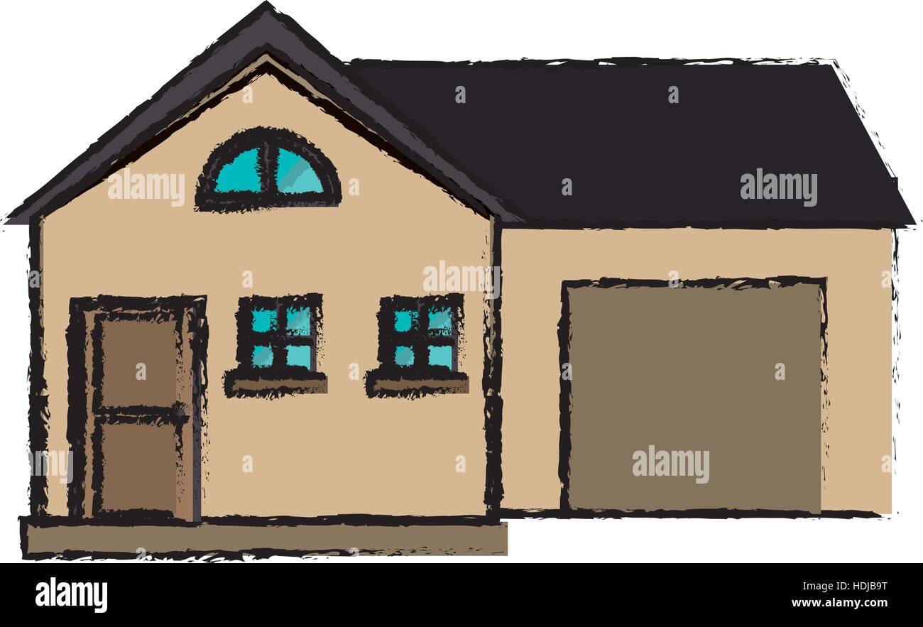 drawing house modern style with garage Stock Vector Image & Art - Alamy