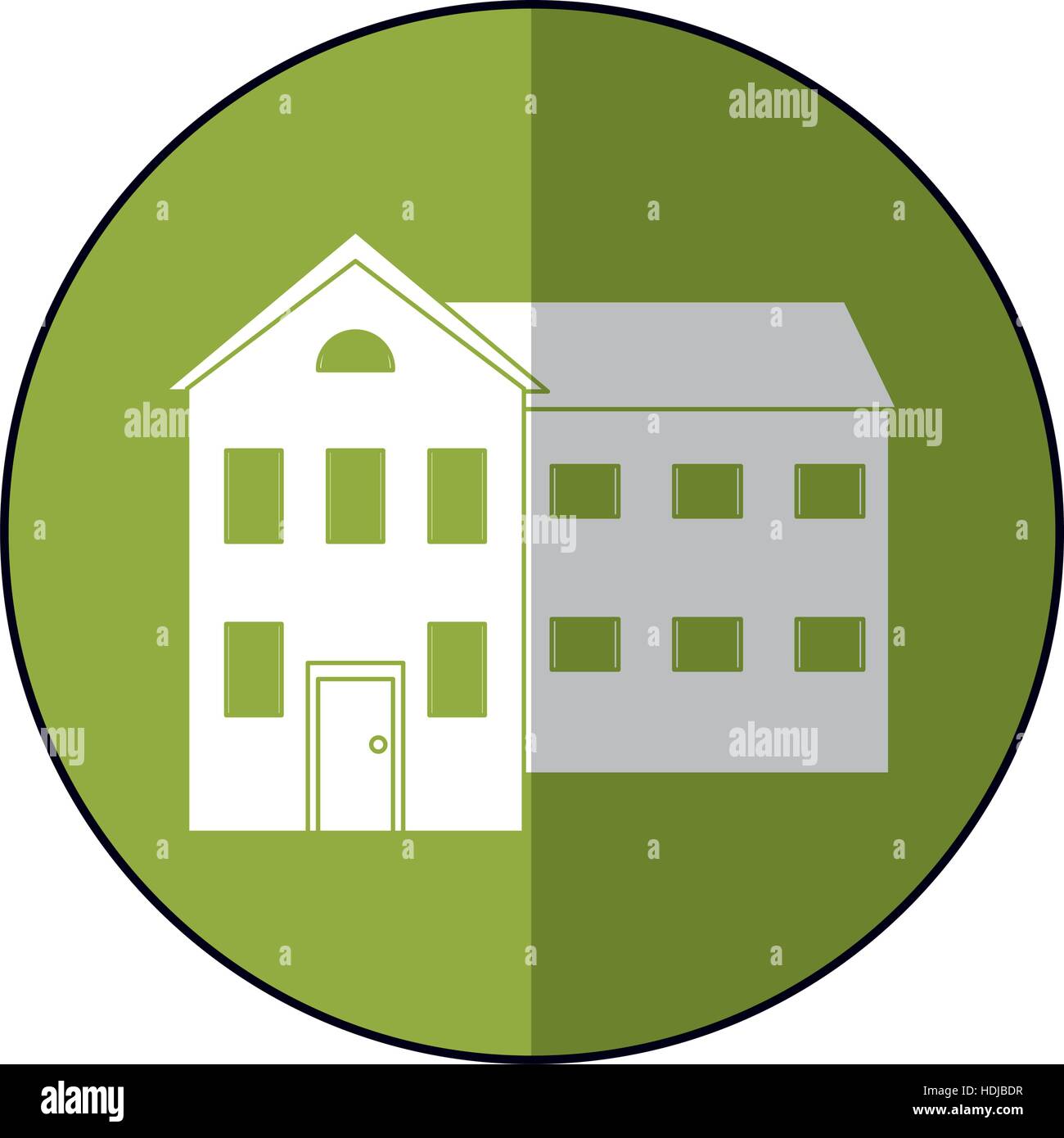 Big house many windows circle Stock Vector Images - Alamy
