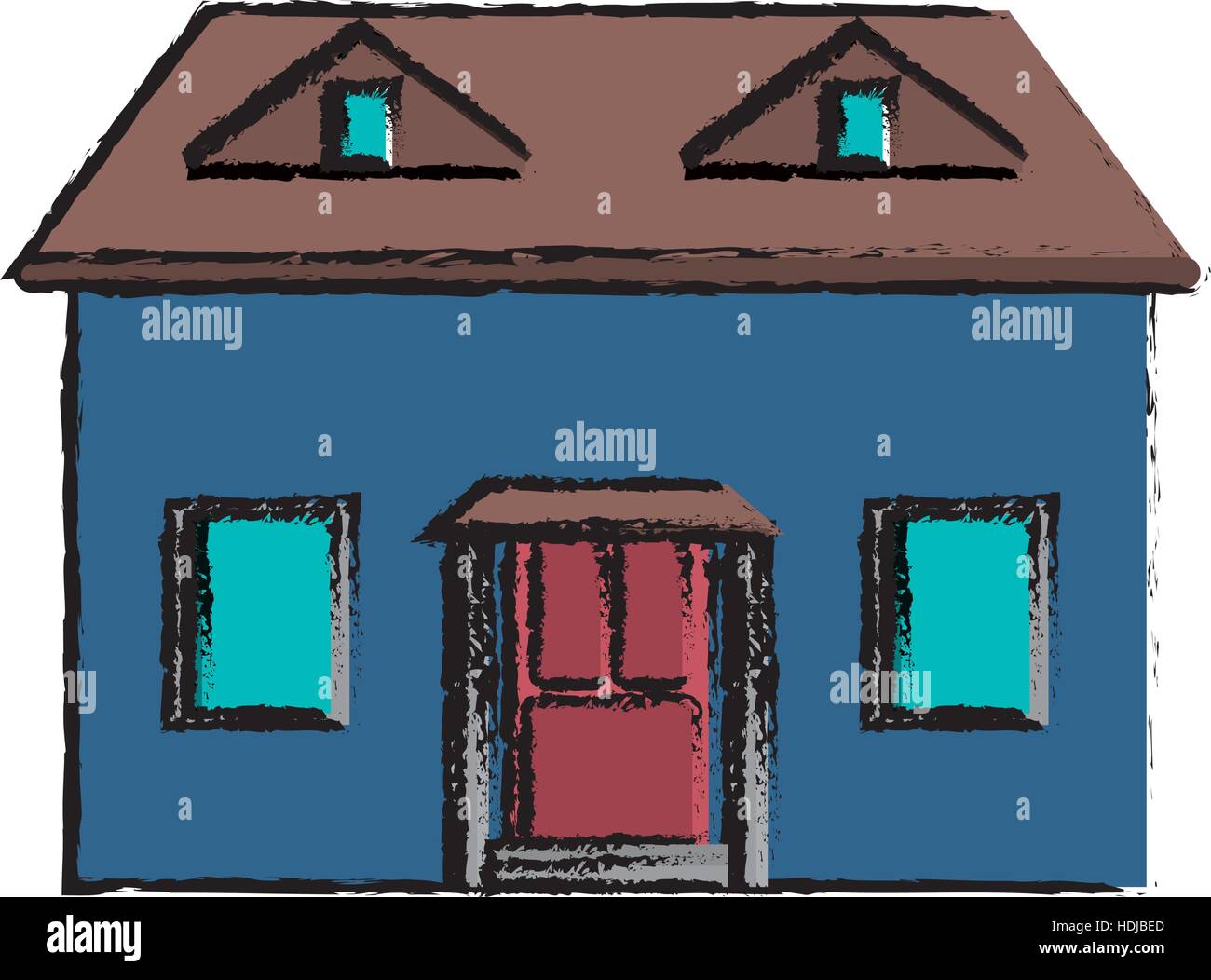 drawing blue house red door simple Stock Vector Image & Art - Alamy