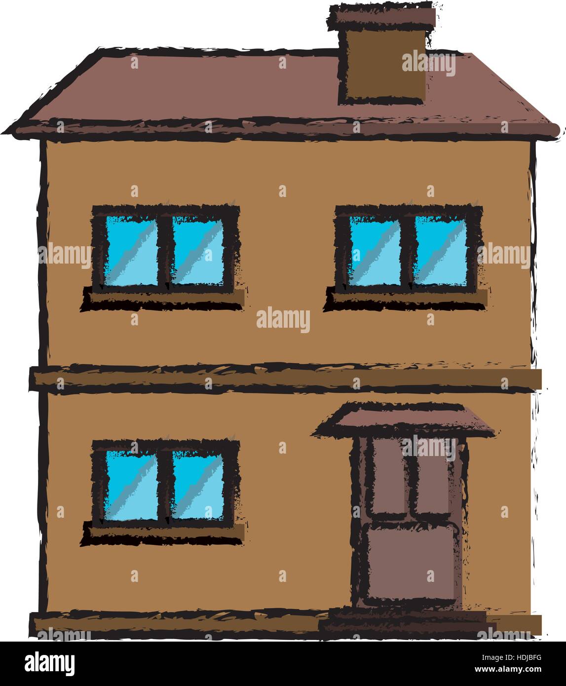 drawing house facade residential estructure Stock Vector Image & Art ...