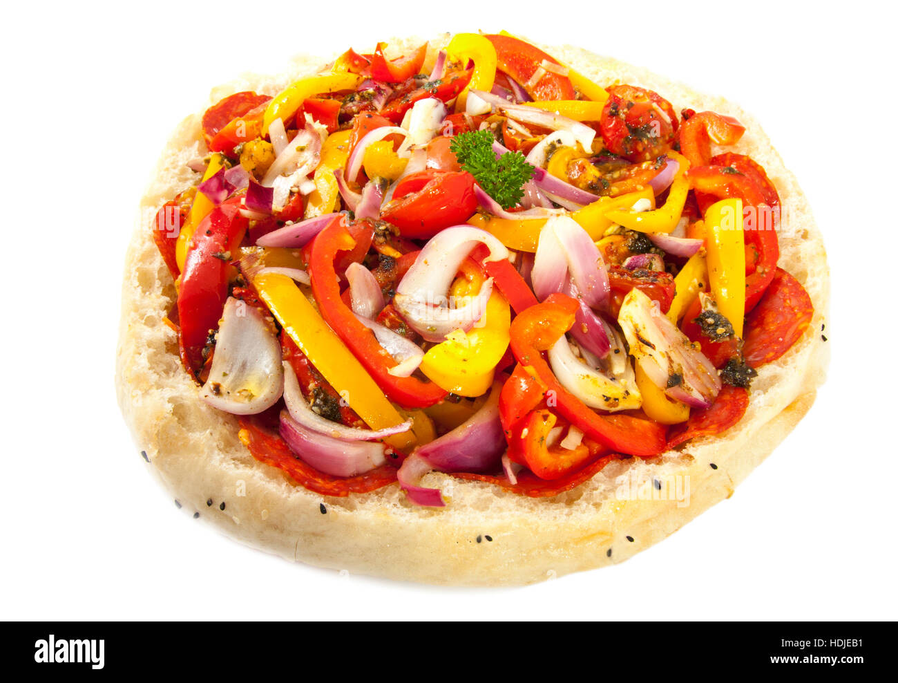 Turkish bread filled with vegetables isolated over white Stock Photo ...