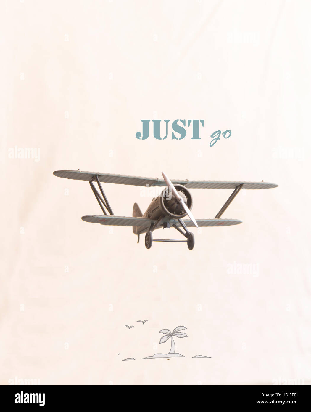 just go text and an airplane, vacation concept Stock Photo - Alamy