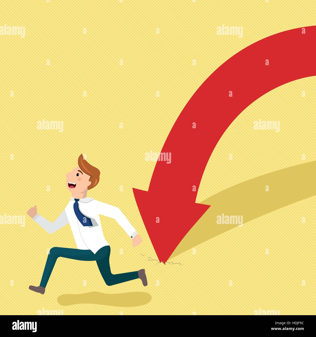Business man escapes from falling arrow Stock Vector Image & Art - Alamy