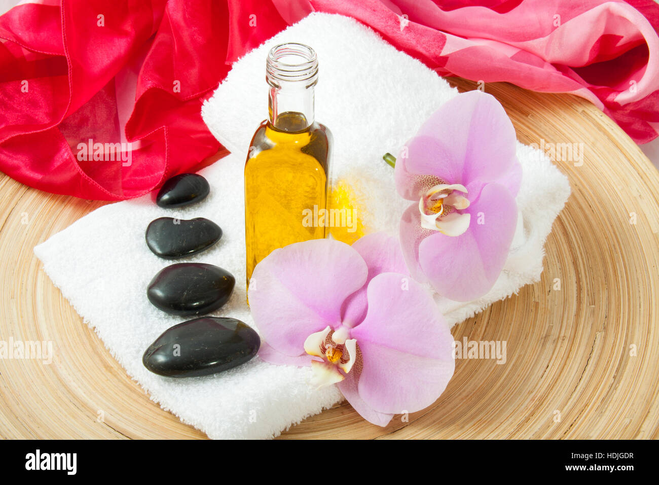 Plate with different wellness items for a good massage Stock Photo - Alamy