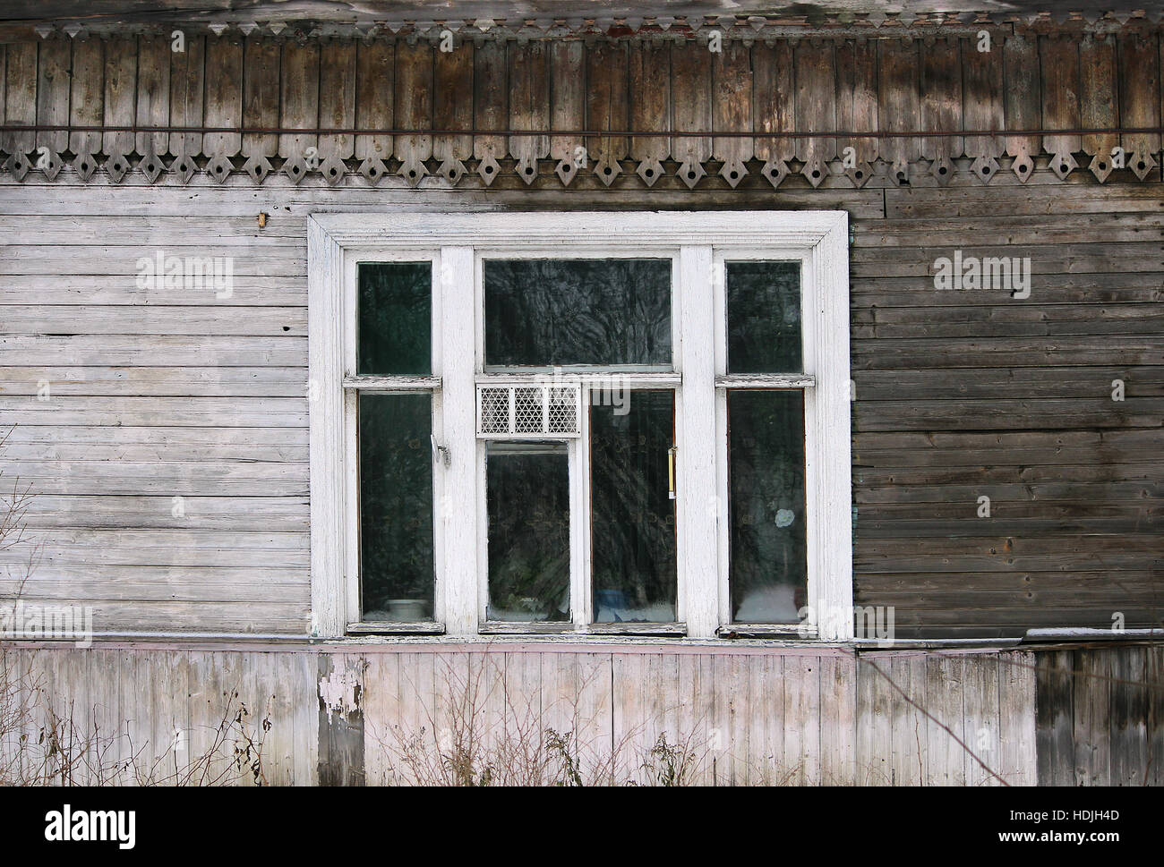 artsy decor trim and classic old wooden house. triangular patterns wood ...