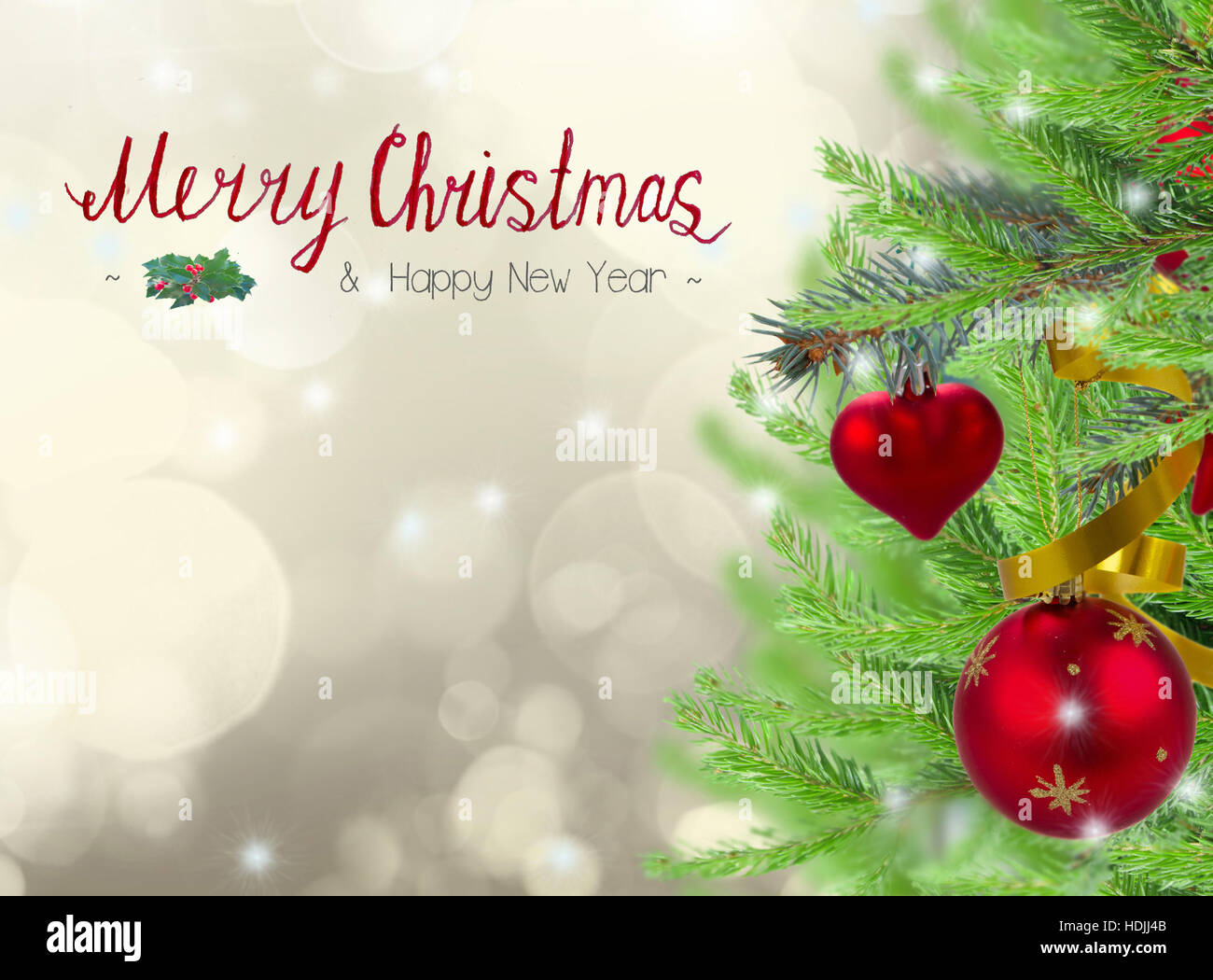 christmas frame with fir tree and snow Stock Photo - Alamy