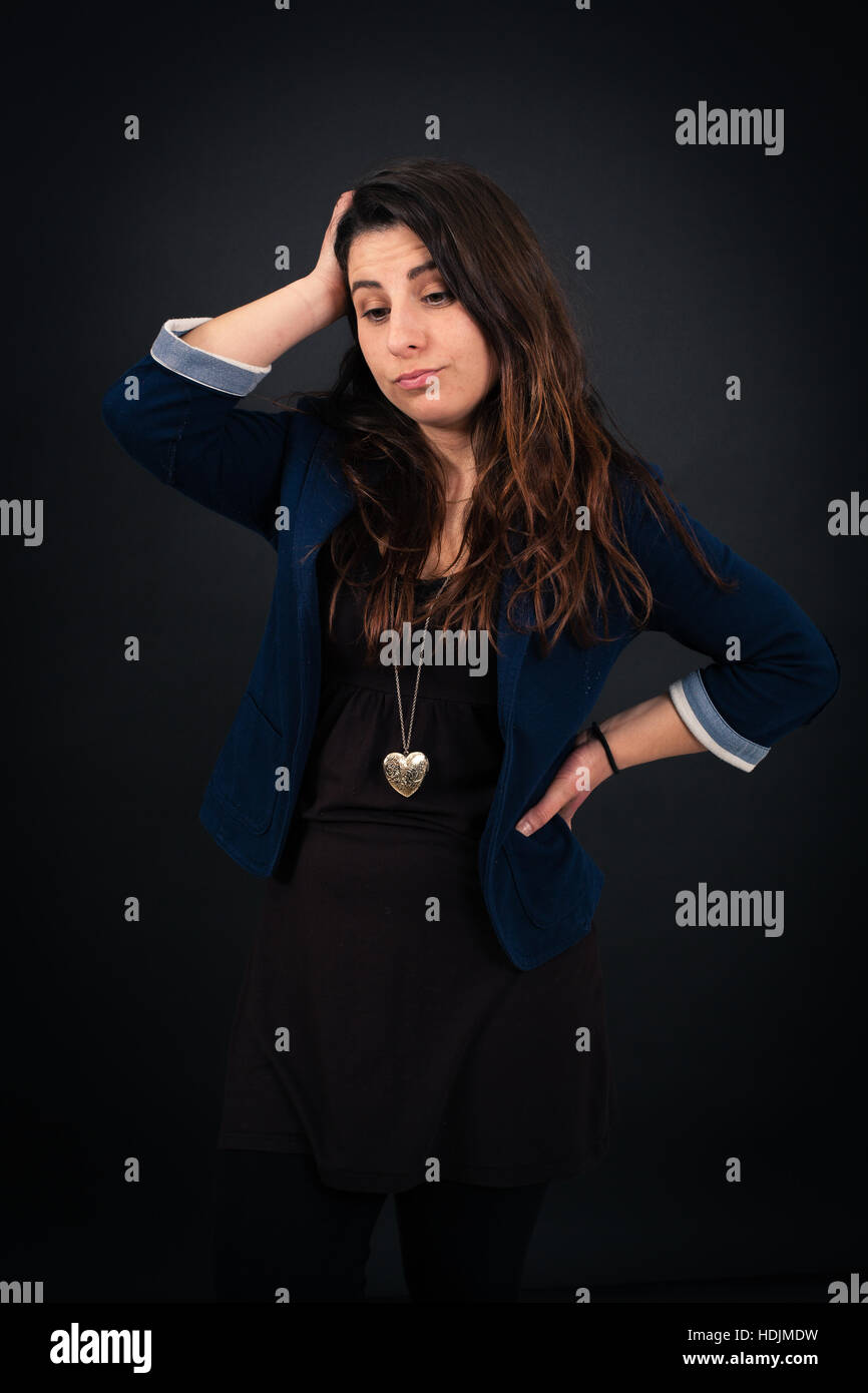 Beautiful woman doing different expressions in different sets of ...