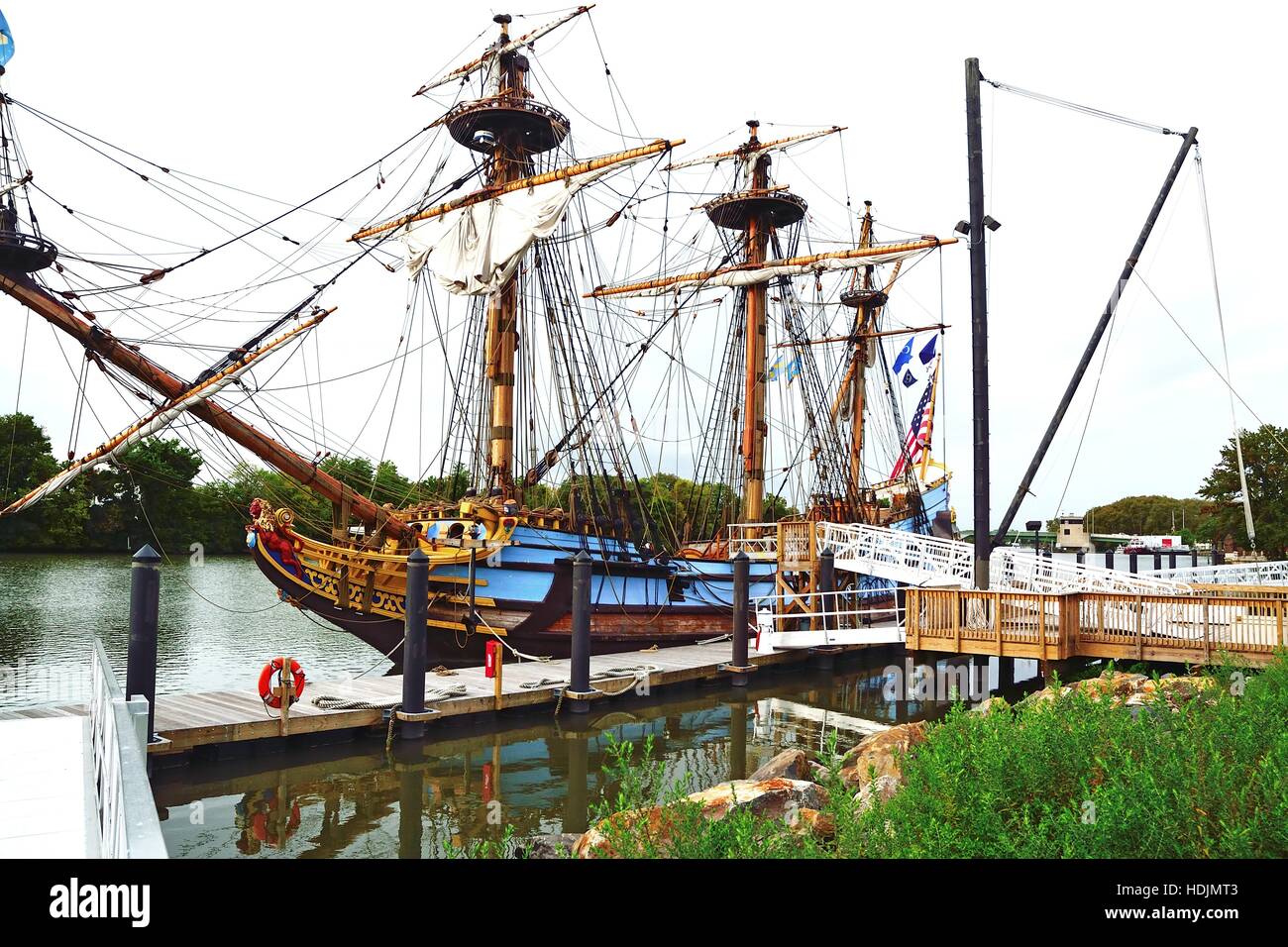 A replica of the 1638 sailing ship Kalmar Nyckel is ported on the ...