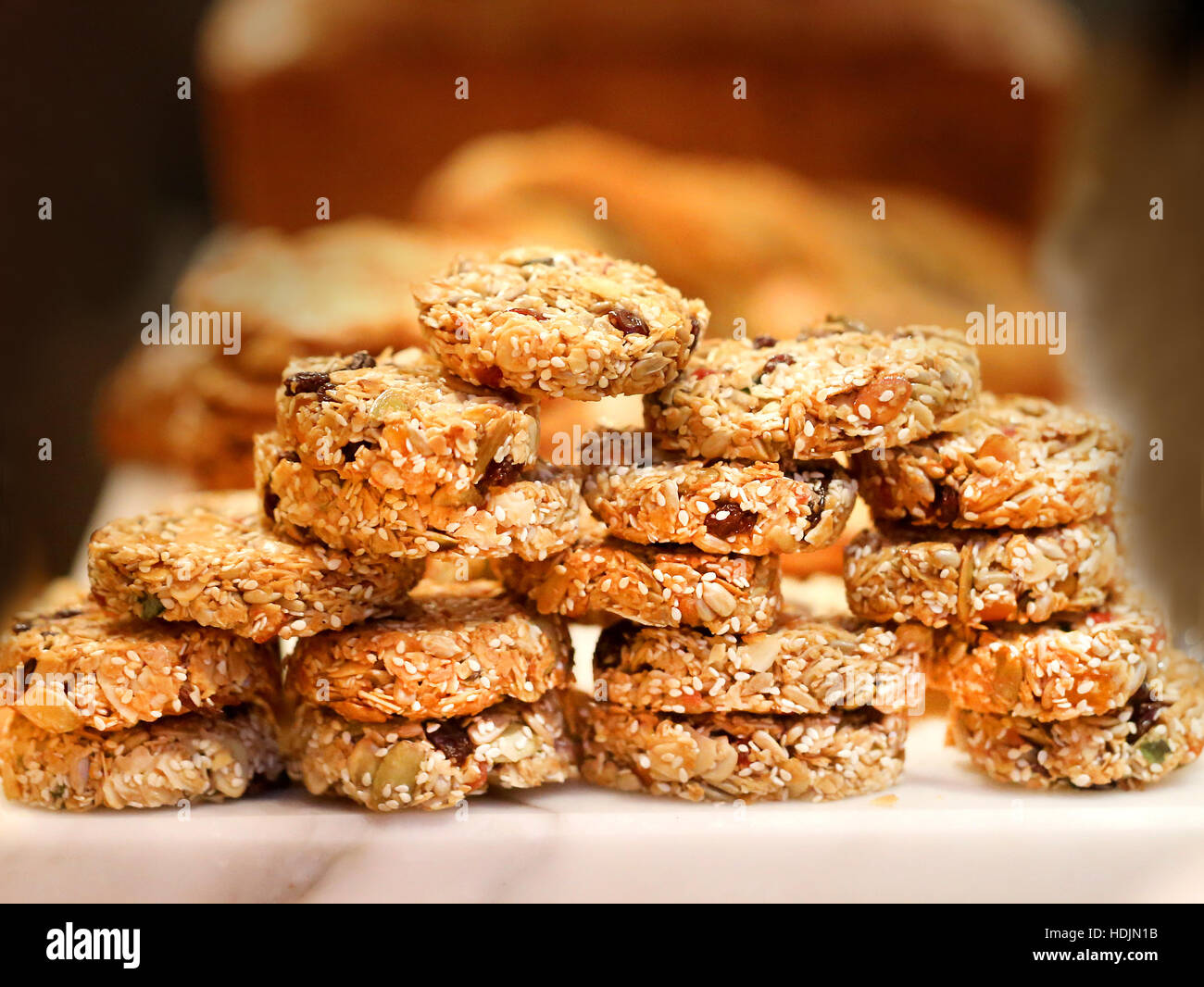 Photo of delicious dessert and lots of cookies on display Stock Photo ...