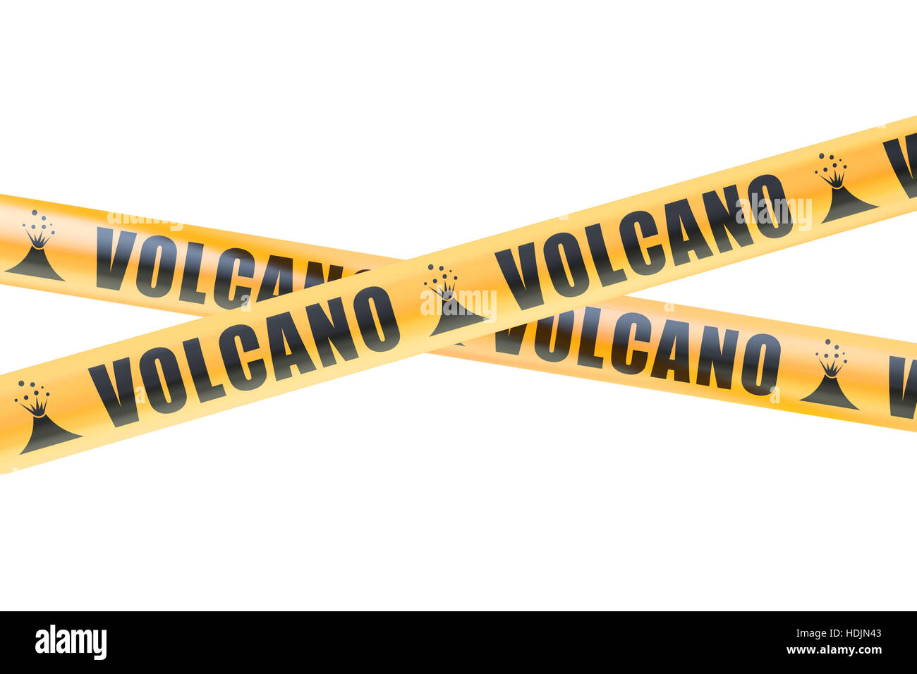 Volcano Caution Barrier Tapes, 3D rendering isolated on white ...