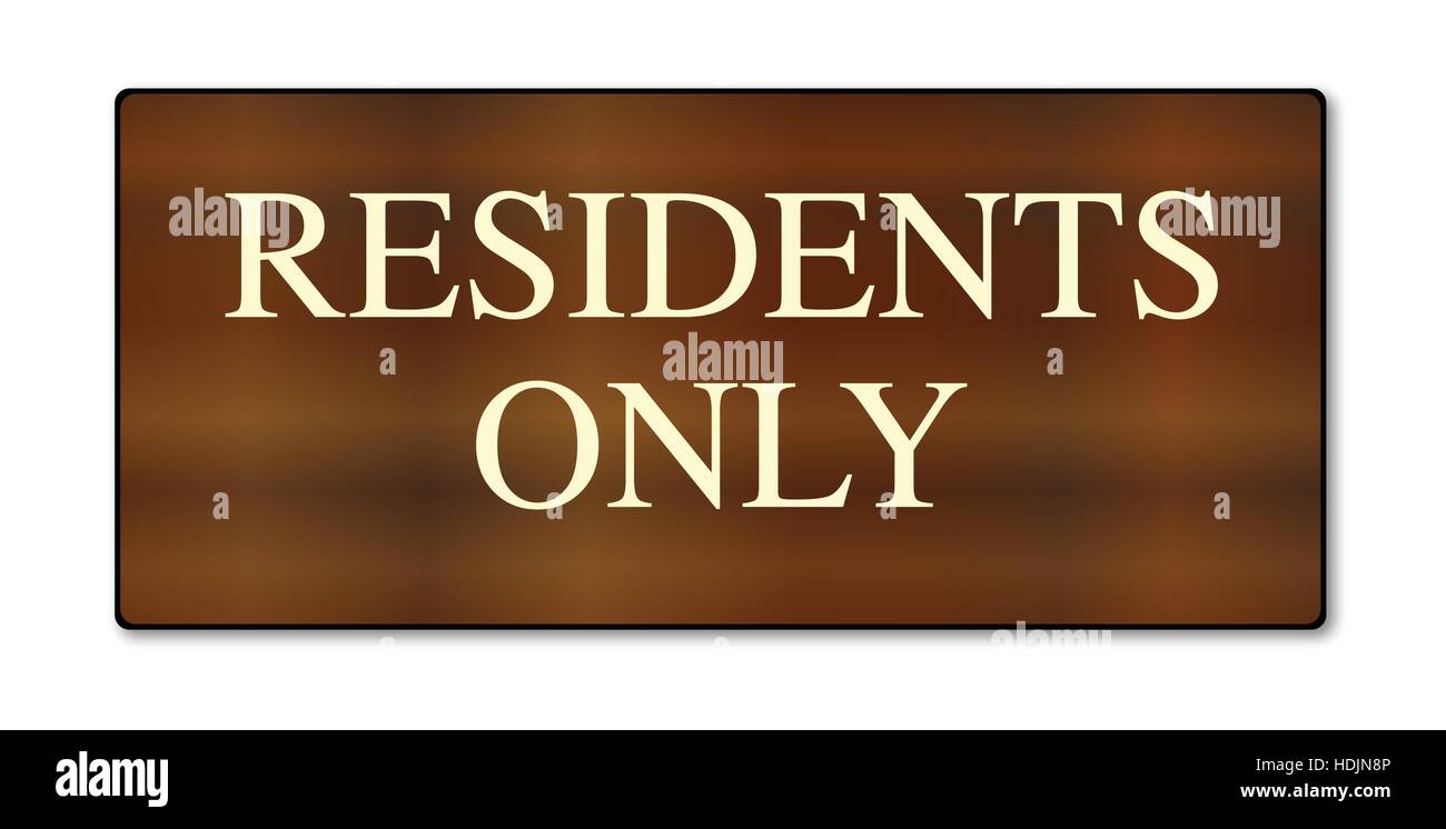 A wooden residents only sign over a white background Stock Vector Image ...